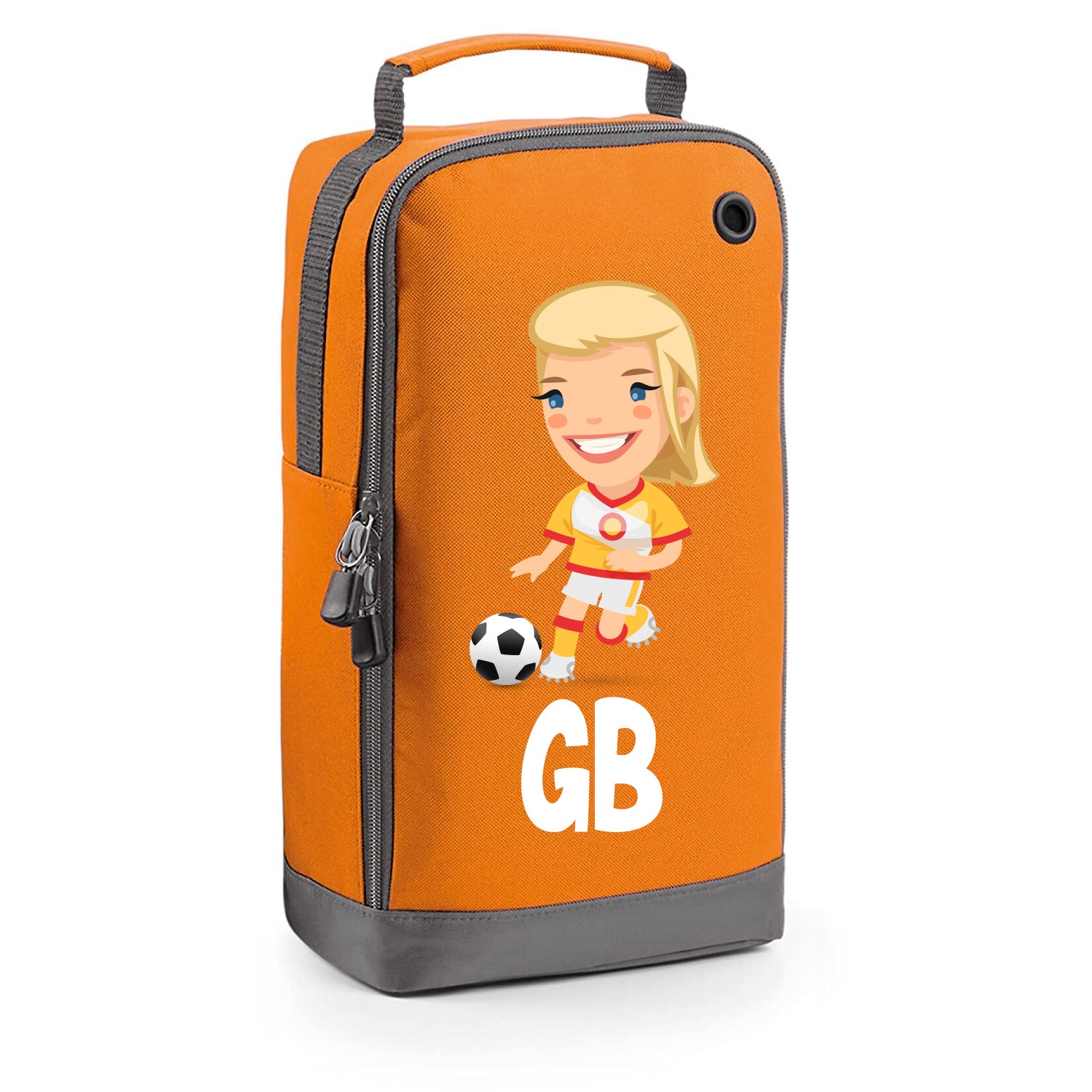 BG540 Personalised Girls Football Boot Bag Design 4 Orange